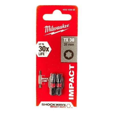 TORX 1/4" vijačne konice SHOCKWAVE MILWAUKEE 2 kom T30 - Žabjek d.o.o.